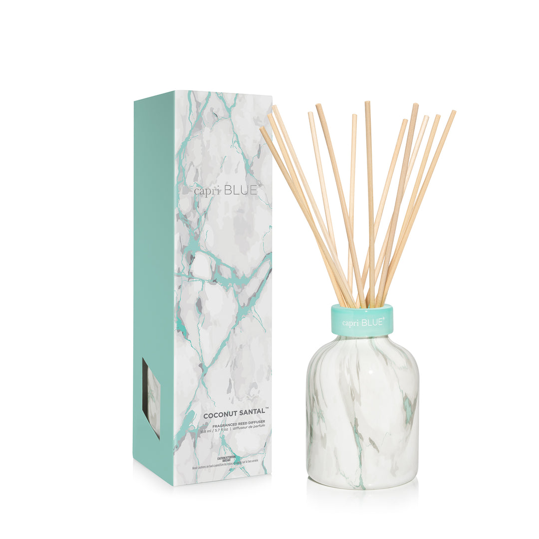 Coconut Santal Modern Marble Petite Reed Diffuser, 5.7 fl oz | Capri Blue